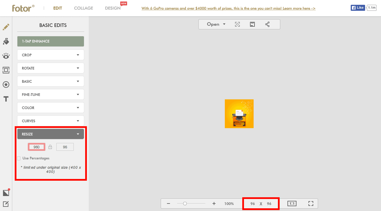 How to resize a picture to the correct size